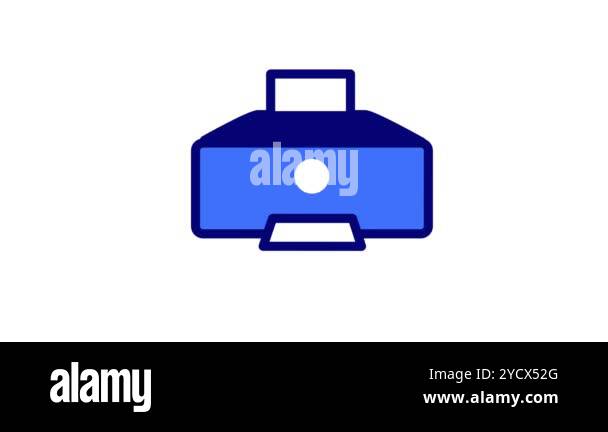 Looping animation of a printer scanning documents and printing them out ...