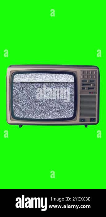 vertical green screen (chroma key) old retro CRT TV monitor with RGB ...