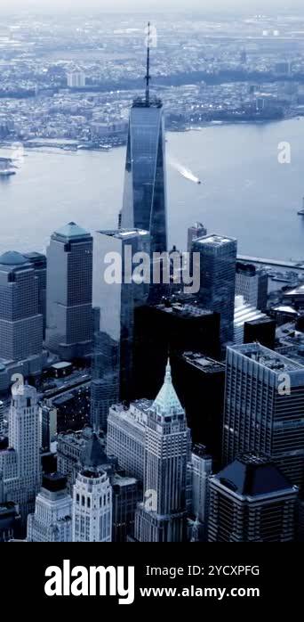 A stunning aerial view showcases One World Trade Center beautifully ...