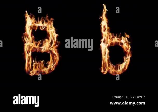 Uppercase and lowercase symbol B burning in fire. The file contains an ...