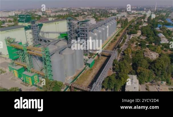 Heavy Duty Hopper Bins. Grain storage and grain handling. Drone aerial ...