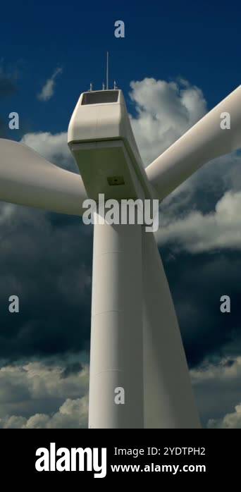 An absolutely impressive and striking view of a massive wind turbine ...