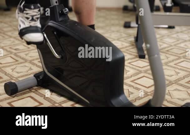 Adaptive equipment, Prosthetic workout, Leg training. Gym-goer with ...