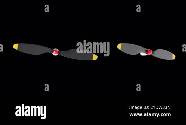 Black Airplane Propeller with 2 blades rotation animation, seamlessly ...