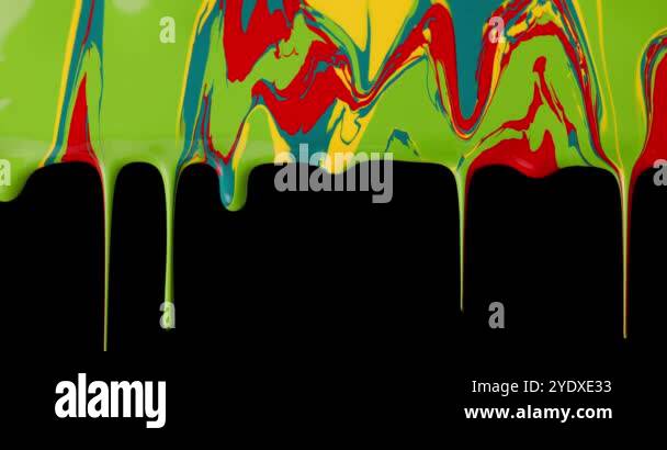 rainbow paint running down and dripping, creating a high contrast and ...