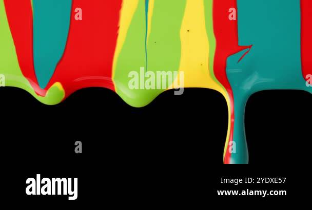 rainbow paint running down and dripping, creating a high contrast and ...