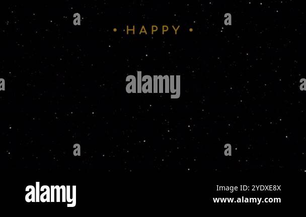 Happy New Year 2025 greeting card 2D objects animation. Festive golden ...