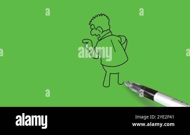draw backside of standing young man scold to boy doing left index ...
