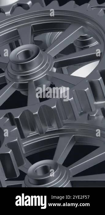 A close-up perspective showcases a series of rotating interlocking ...