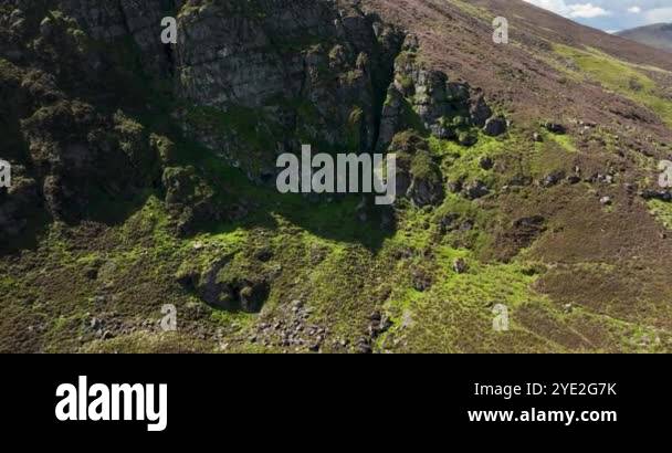 An aerial view of Lough Ouler from Tonelagee mountain. Mountain lake in ...