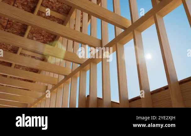 Construction of a frame house. Conceptual video of a frame house under ...