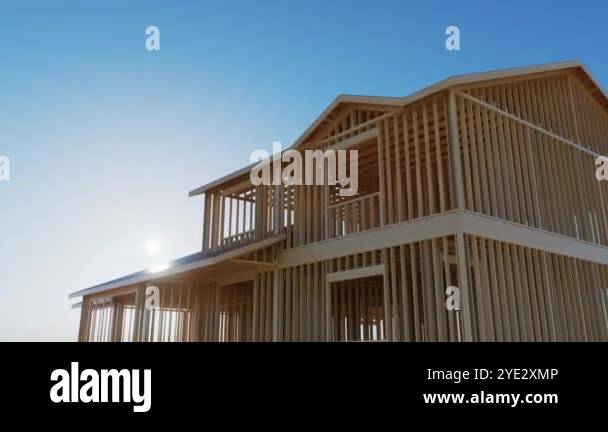 Construction of a frame house. Conceptual video of a frame house under ...