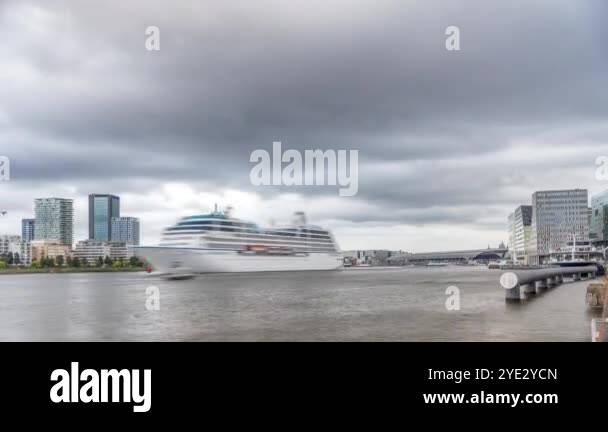 Skyline featuring Adam Lookout Tower and Eye Film Museum in timelapse ...