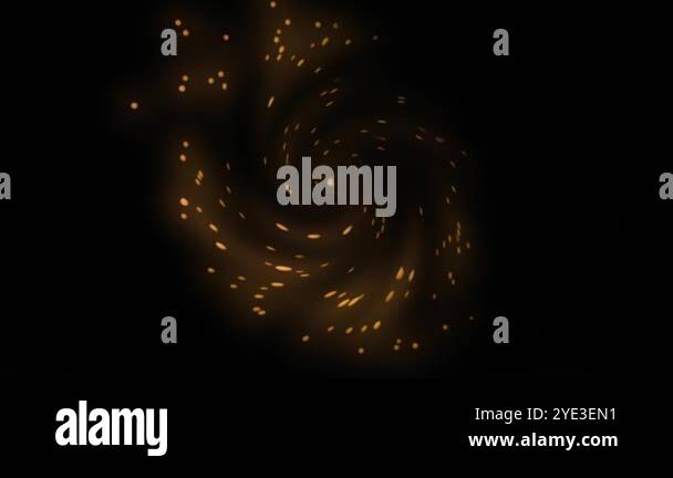 Golden vortex of glowing particles floating on black background 4k ...