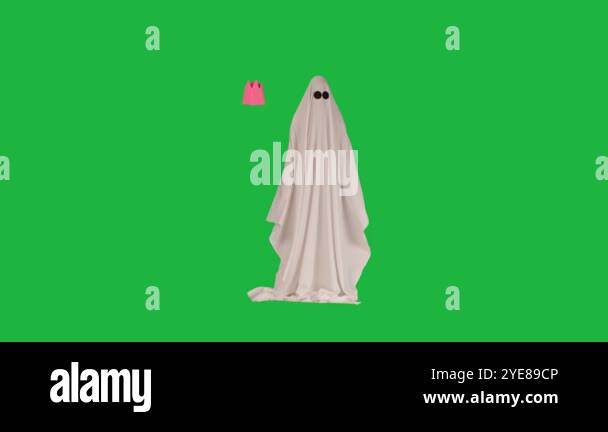 Person dressed as ghost posing at camera. Halloween ghost in white ...