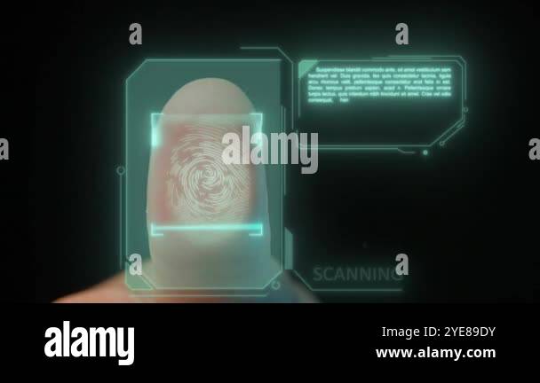 Cyber security modern technology infographics. Man thumb finger ...