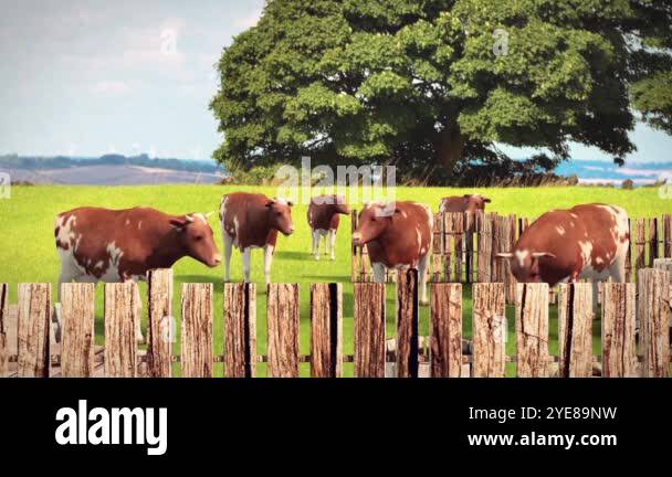 Herd of Cows Farm Animals 3D Rendering Animation Stock Video Footage ...