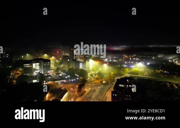 High Angle Time Lapse Footage of Illuminated Historical Central ...