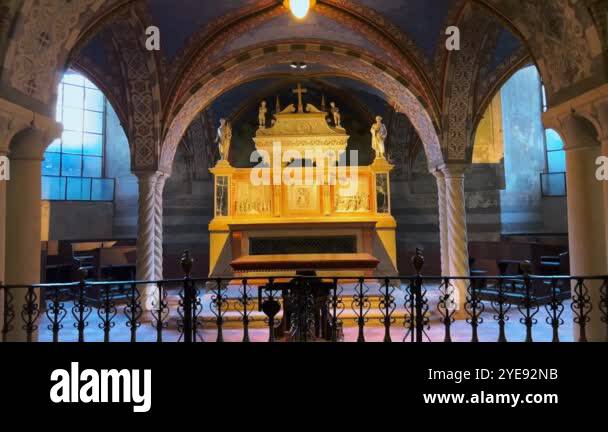 Panoramic frescoed interior of St Homobonus Crypt (Cripta di Sant ...
