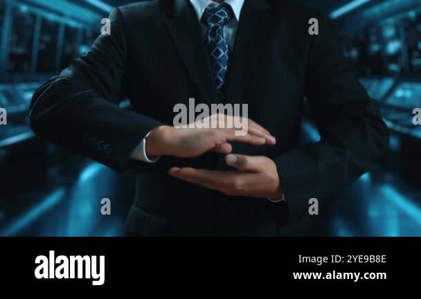 Business person explore the core of cyber security. Delve into cyber ...