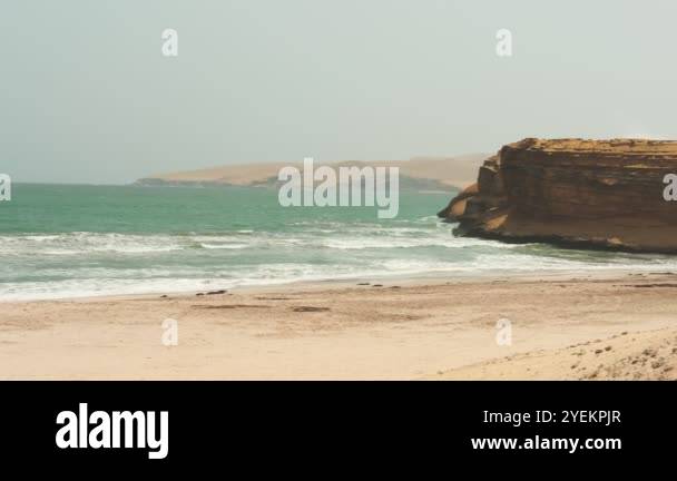 Panoramic of Paracas national reserve Barren coastal cliffs, Peru ...