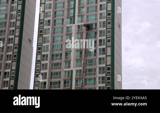 Ulsan, South Korea - October 27, 2024: This 4K video shows a ladder ...