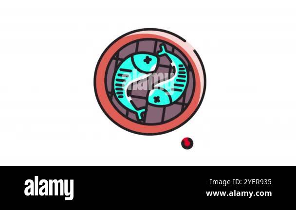Animation fish grill icon. Seamless looping video with alpha channel on ...