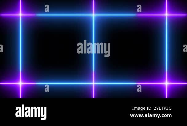 4K cool neon line with bright flashing on the black background. Bright ...