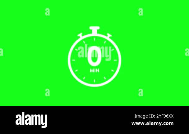 stopwatch icon green screen animated stopwatch icon 5 minutes to 60 ...