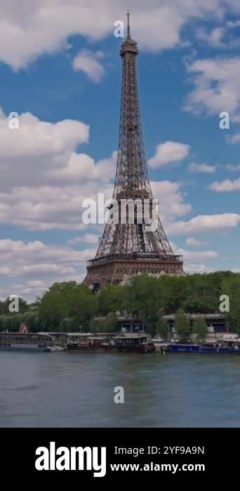 Vertical footage for story and reel of Eiffel Tower. The famous Paris ...