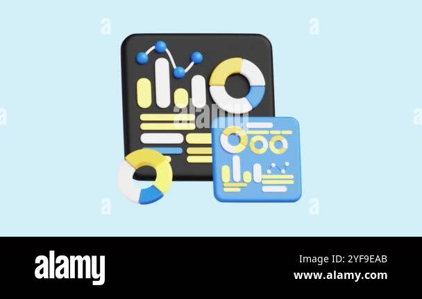 Data Analytics animated 3d icon. Great for business, technology ...