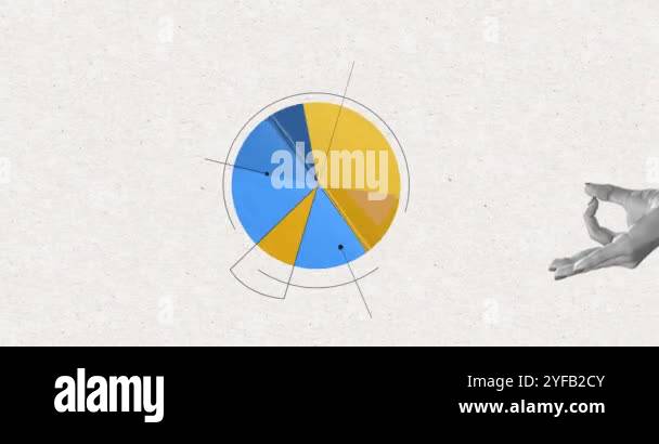 Hands interacting with pie chart, working with analytics, graph ...