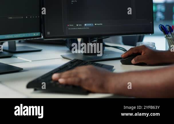 Programmer In Server Farm Workspace Protecting Data Threatened By Hacking Attacks On Computers 