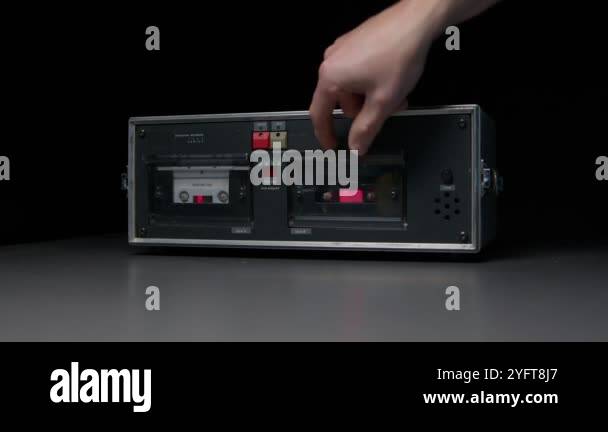 Retro Dual Audio Cassette Interview Recorder in Police Custody. Close ...