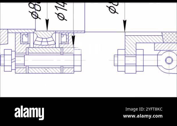 Video of design of technical engineering industrial drawing in ...