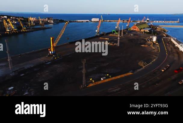 Black Sea Cargo Bay Loading Dock Transportation Port Birds Flocking ...