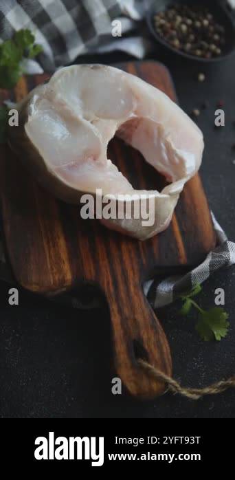 Eel steak European conger raw fish piece portion tasty food dish Fresh ...