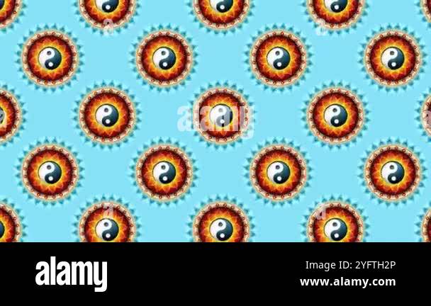 Occult Esoteric Symbol Buddhism Yin Yang Sun seamless pattern animation ...