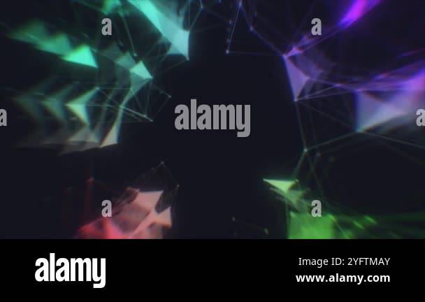 4k neon plexus animation, science fiction particle background with ...