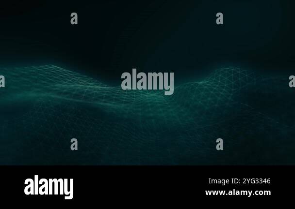 Cybernetic connected plexus stucture green landscape animation concept ...