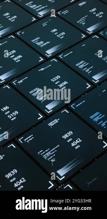 3D computer cells with numbers. Animation. Business structure in 3D computer graphics with ...