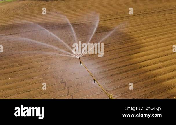 aerial view Center pivot agriculture irrigation machine of crops. An irrigation pivot watering ...