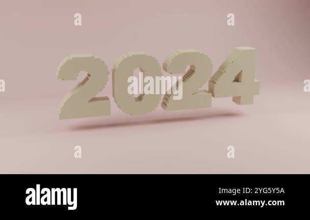 "3D animation of the year 2025: yellow numbers on a green chroma key ...