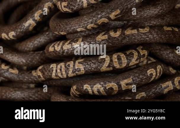 Looping 3D animation of a snakes long, scaly body twisted in intricate ...