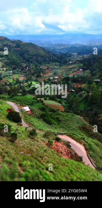 Stunning view of a picturesque village locating in the valley among the ...