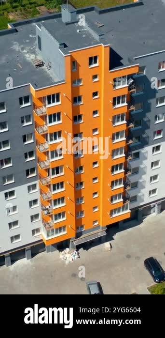 Residential apartment buildings. Colorful walls of a modern high-rise ...