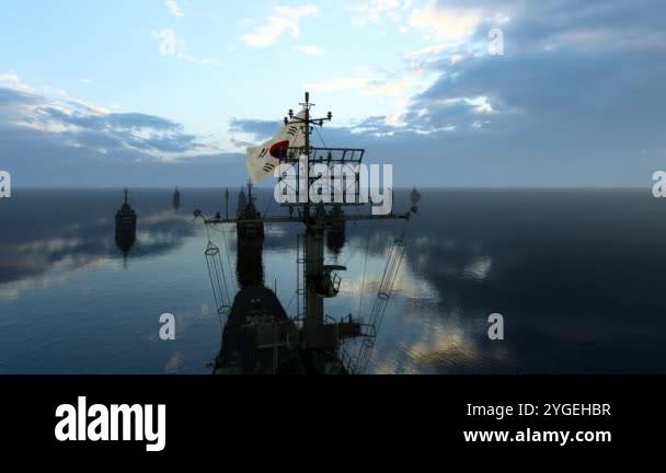Korean Facing Enemy Warships 3d animation Stock Video Footage - Alamy