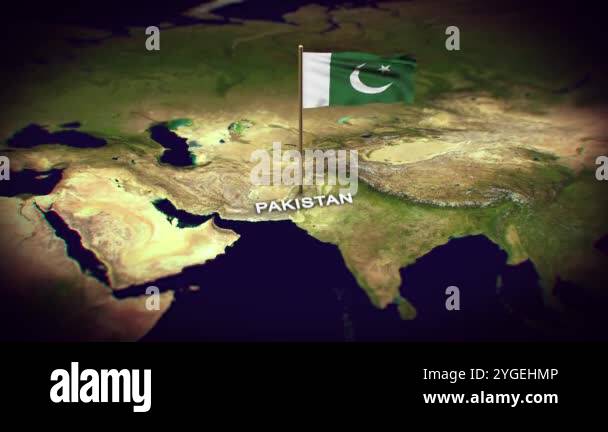 The Flag of Pakistan on the World Map, Pakistan map with flag 3d ...