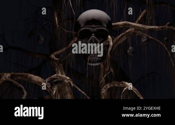Spooky Skull Tree 3d animation Stock Video Footage - Alamy