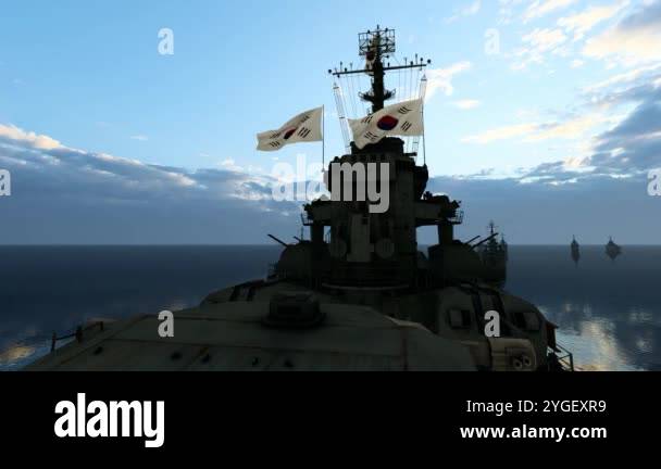 South Korean Warship Facing Enemy Warships Stock Video Footage - Alamy